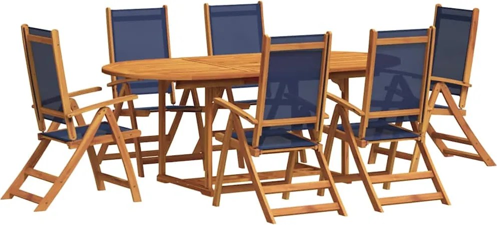 7dílný zahradní jídelní set masivní akáciové dřevo a textilen 3279301