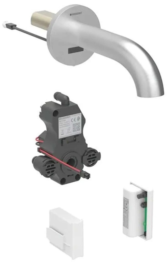 Geberit Piave - Elektronický umyvadlový ventil pod omítku, pro studenou vodu, napájení z generátoru, easy to clean, kartáčovaná nerez 116.265.SN.1