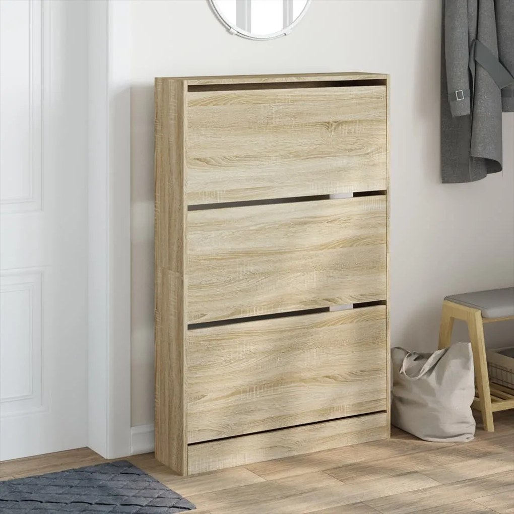 vidaXL Botník 80 x 21 x 125,5 cm kompozitní dřevo [839926] Barva: šedá sonoma