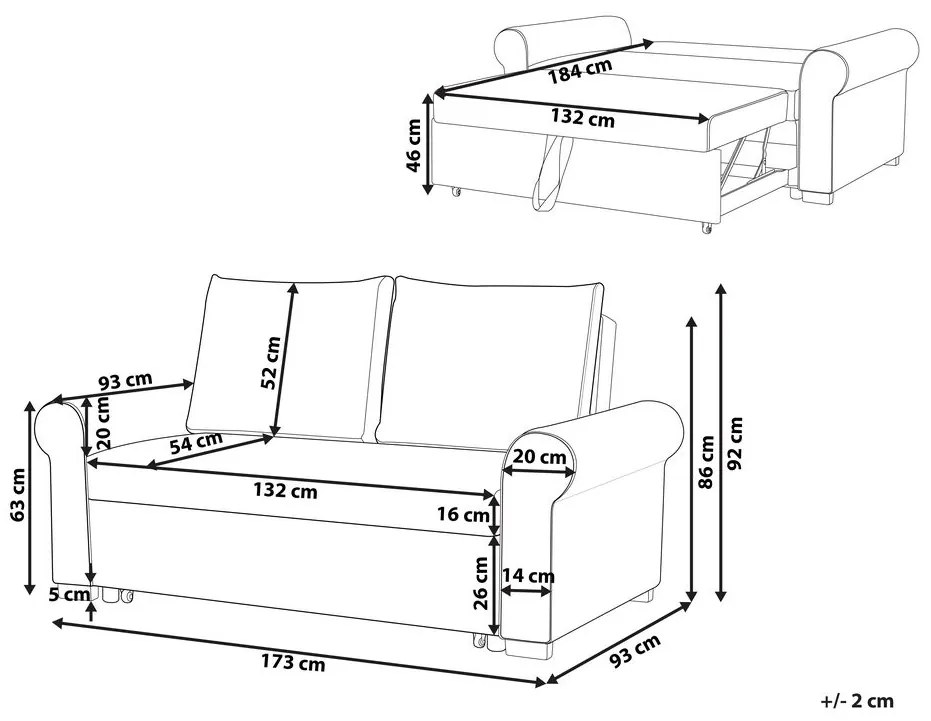 Vínově červená rozkládací pohovka SILDA Beliani