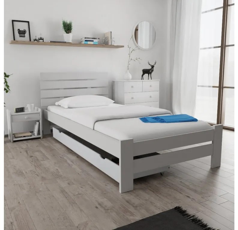 Postel PARIS zvýšená 90 x 200 cm, bílá Rošt: S laťkovým roštem, Matrace: Matrace Coco Maxi 20 cm