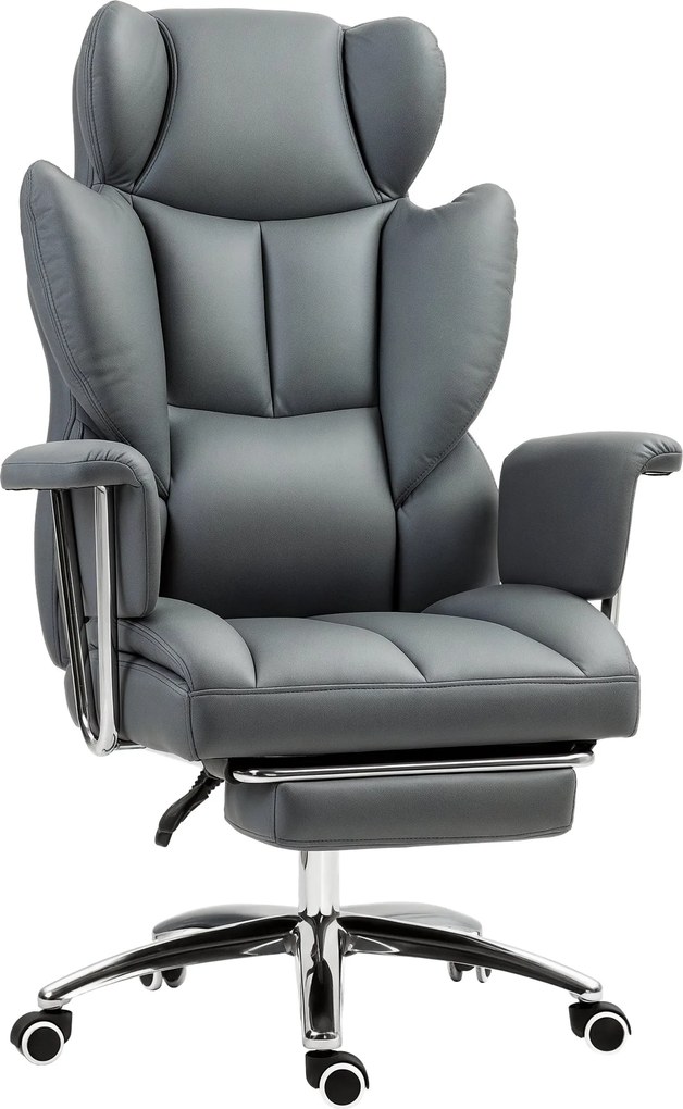 HOMCOM kancelářská židle s funkcí sklonu, ergonomická židle, výškově nastavitelná otočná židle s podnožkou, polstrovaná, nosnost až 120 kg, pro kancel