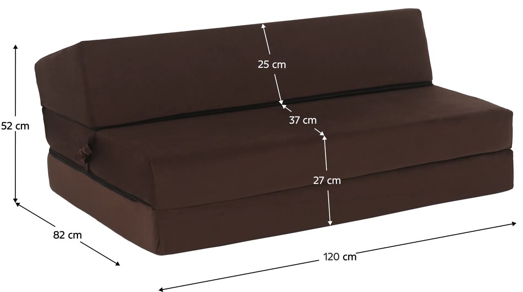 Kondela Skládací matrace/křeslo, 2v1, hnědá, VEDIS