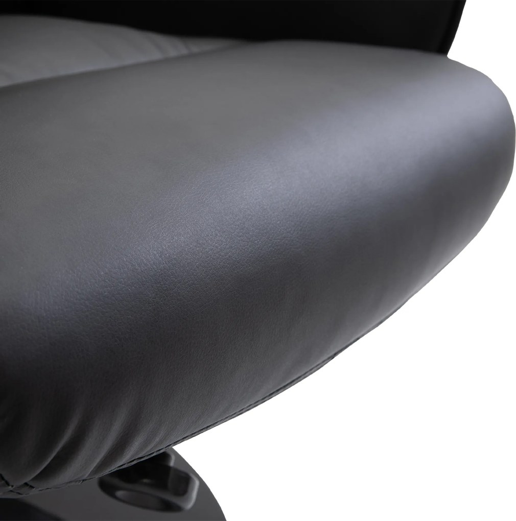 Křeslo HOMCOM do obývacího pokoje s podnožkou, čalouněné PU, sklopné až do 145° a otáčivé o 360° s nastavitelným opěradlem pro obývací pokoj, ložnici…