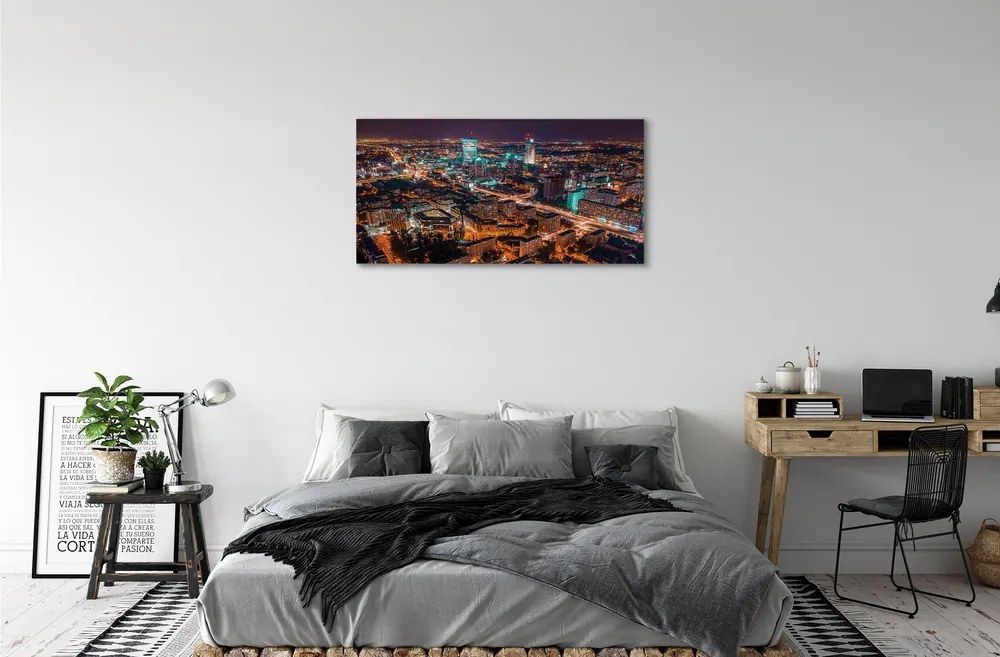 Obrazy na plátně Varšava Město noční panorama 100x50 cm