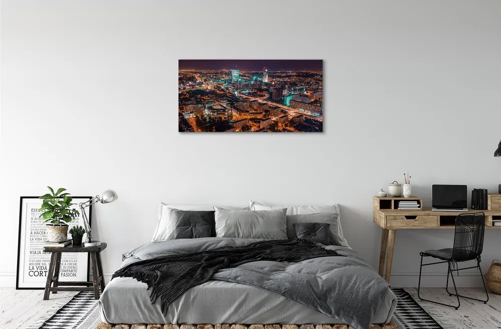 Obrazy na plátně Varšava Město noční panorama 120x60 cm