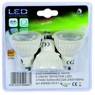 SADA 3x LED Stmívatelná žárovka MR16 GU10/5W/230V 3000K - Lucide 49006/15/31