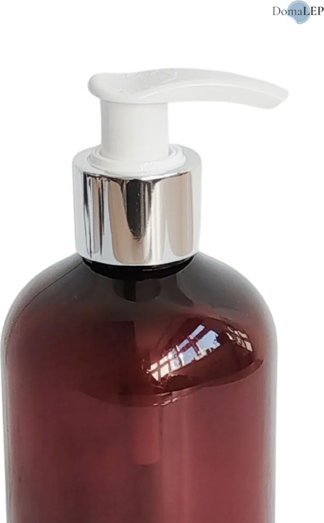 Dávkovač na mýdlo 300 ml hnědý s bílo-stříbrnou pumpičkou BELA
