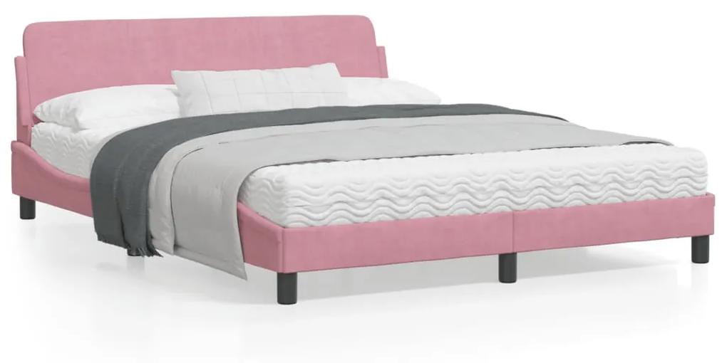 Rám postele s čelem růžový 160x200 cm samet,  373217