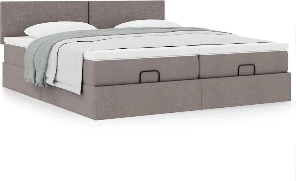 Osmanský rám postele s matracíes taupe 200x200cm textil 3311984