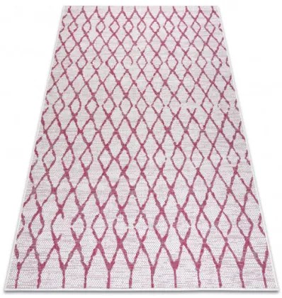 Koberec šňůrkový SIZAL SION Kratka 22129 ploské tkaní bílý / fuksia