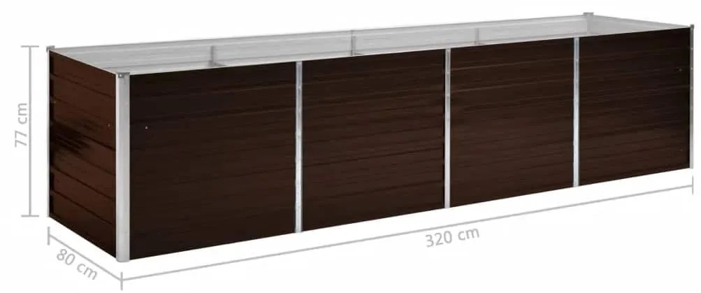 vidaXL Marketos Zahradní vyvýšený záhon hnědý 320 x 80 x 77 cm pozinkovaná ocel