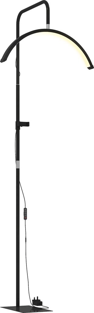 HOMCOM LED půlměsíční řasová lampa s držákem na telefon, 350° otočná, beauty ringlight, teplá lampa s nastavitelnou výškou