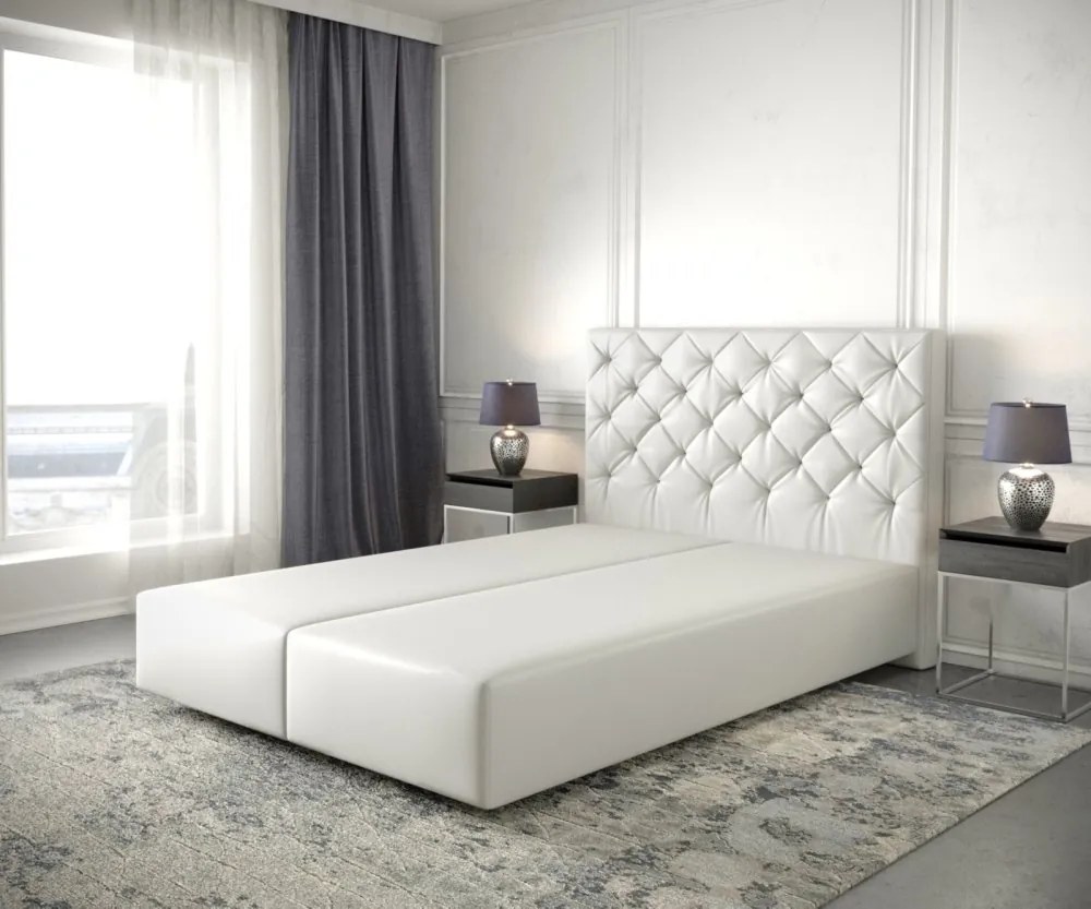 Boxspring postel Dream-Great 160x200 cm koženka bílá