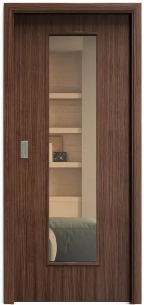 SAPELI ELEGANT KOMFORT M55 - DÝHA - POSUVNÉ DVEŘE VČ. ZÁRUBNĚ - Ořech americký Průchozí šířka (cm): 70, Průchozí výška (cm): 197