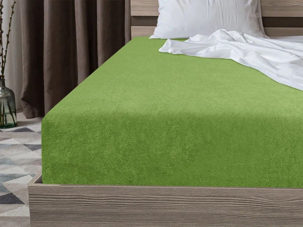 Froté prostěradlo BASIC zelené 90 x 200 cm