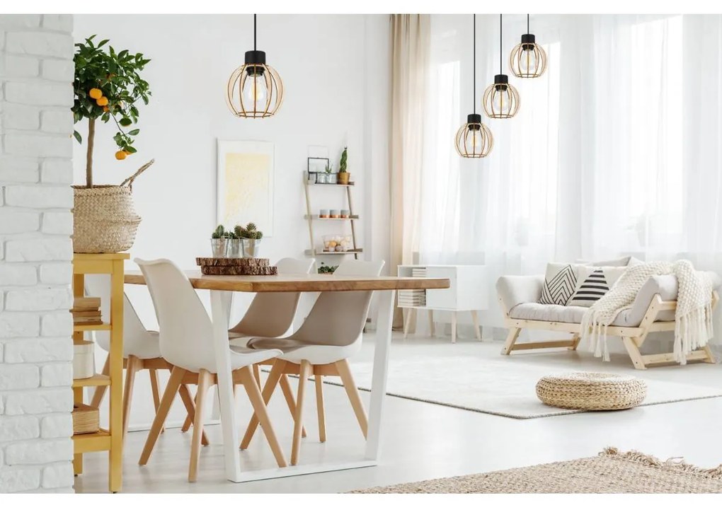 Závěsné svítidlo Timber 8, 3x dřevěné stínítko,