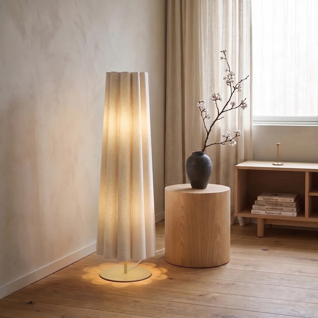 Japandi stojací lampa béžová s látkovým stínidlem 95 cm se 2 světly - Jenni