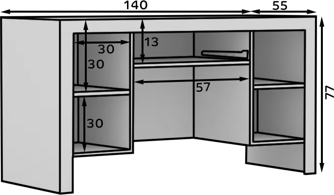 ADRK Furniture Psací stůl 1SZ2D CESIRO