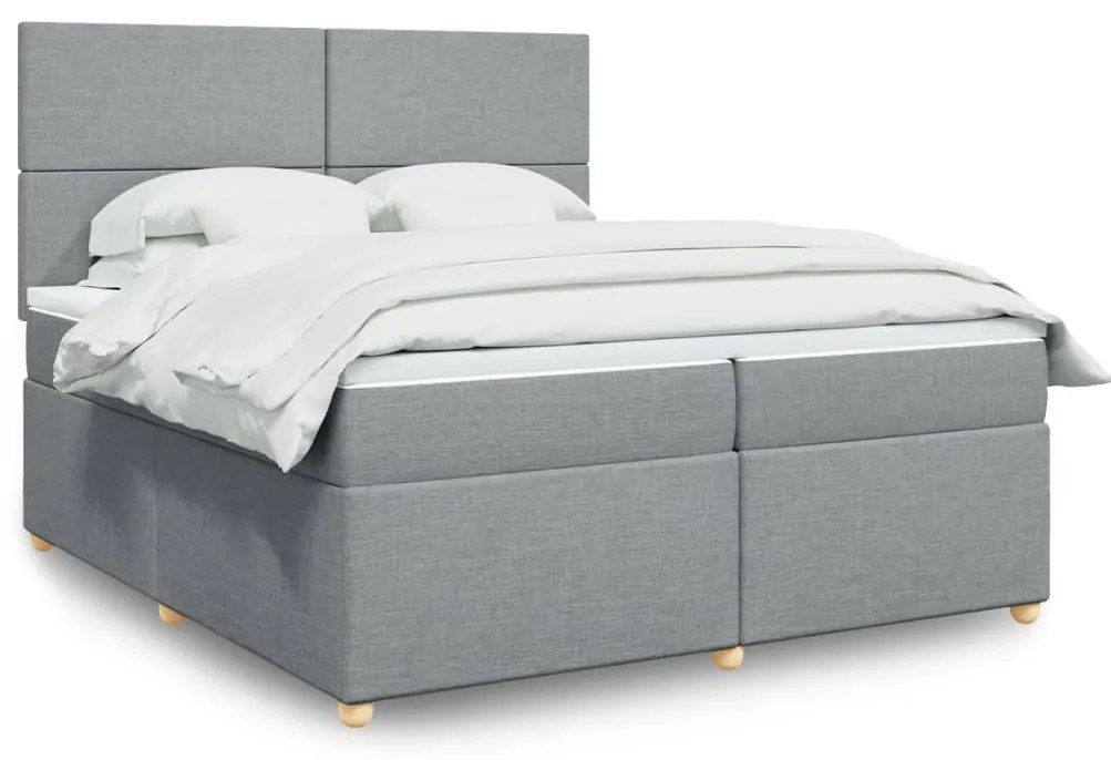 Box spring postel s matrací světle šedá 200 x 200 cm textil