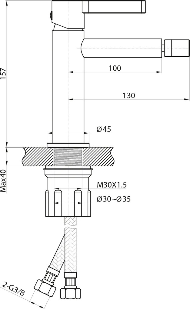 Sapho ICONIC stojánková bidetová baterie bez výpusti zlato mat AF003GB