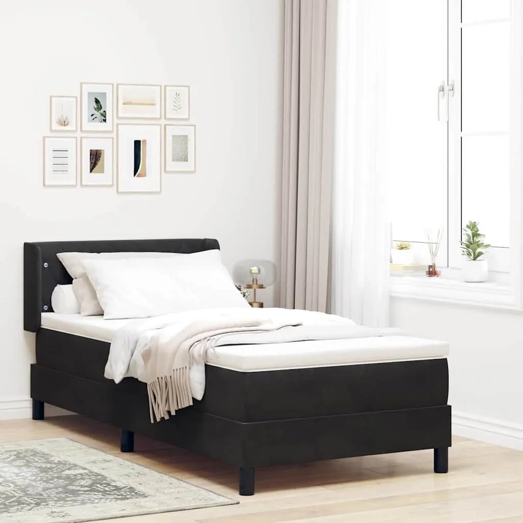 Postel s boxspringem s čelo Černý 200 x 100 cm samet 3341404
