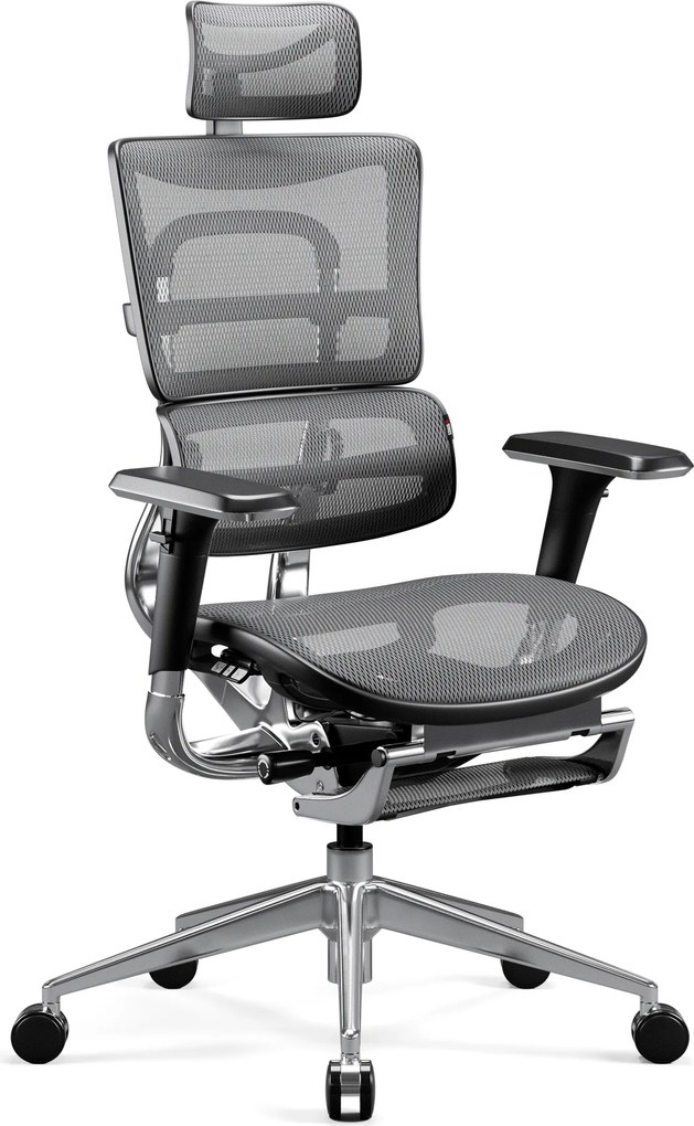 Ergonomická kancelářská židle s podnožkou Normal Size, černý-šedý: Diablo V-Master