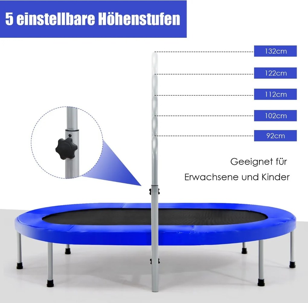 Costway Trampolína pro 2 osoby s výškově nastavitelným madlem mini trampolína