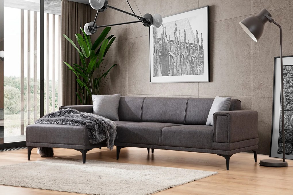 Hanah Home Rohová pohovka HORIZON tmavě šedá levá