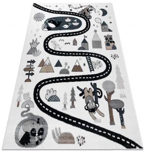 Dywany Łuszczów, Dětský kusový koberec Fun Route Street animals cream, 180x270, béžová, dětský pokoj