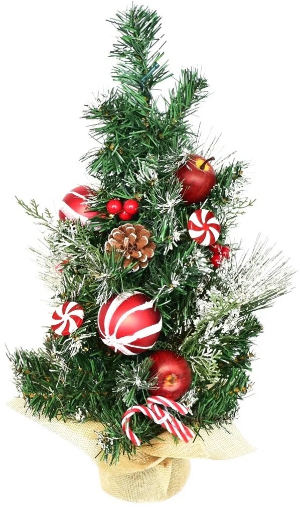 Zdobený vánoční stromek s osvětlením, 50 cm, 10 LED, teplá bílá