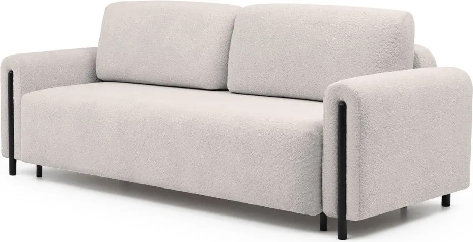 Béžová rozkládací/s úložným prostorem pohovka z textilie bouclé 244 cm Arcadova – ELTAP