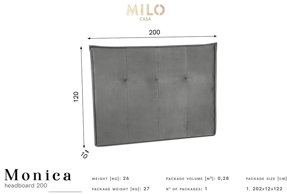 Čelo postele v petrolejové barvě 200x120 cm Monica – Milo Casa