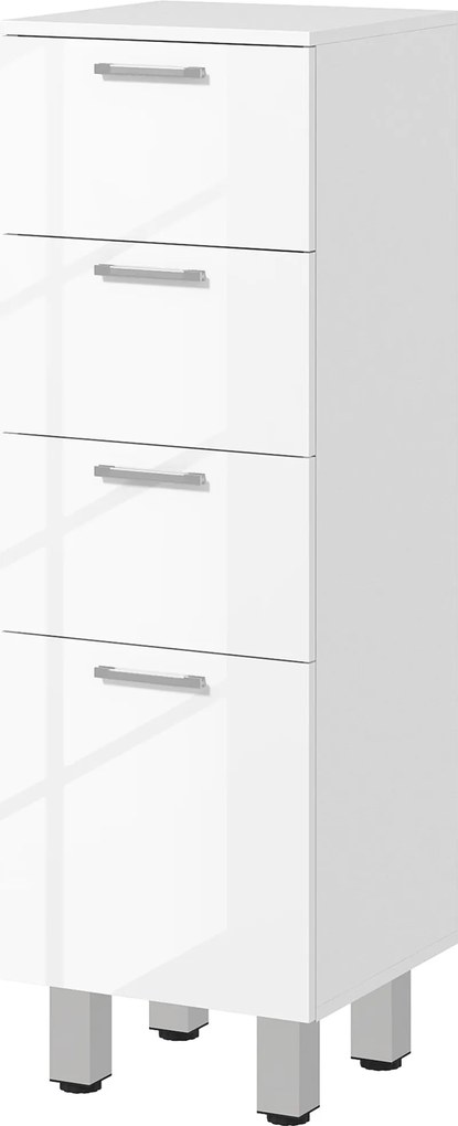 kleankin Moderní pomocný koupelnový kabinet se 4 zásuvkami a 4 nohami, úložný kabinet do obývacího pokoje a ložnice, proti převrhnutí, nosnost 30 kg,