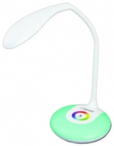 Stmívatelná LED stolní lampička, 3W, studené světlo, s RGB podkresem, bílá