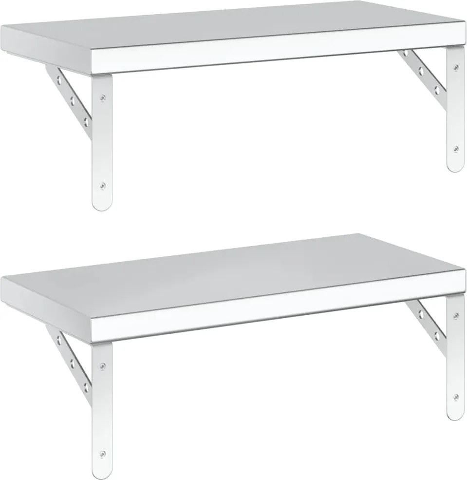 Nástěnné police 2 ks 50 x 23,5 cm stříbrné nerezová ocel 3214510