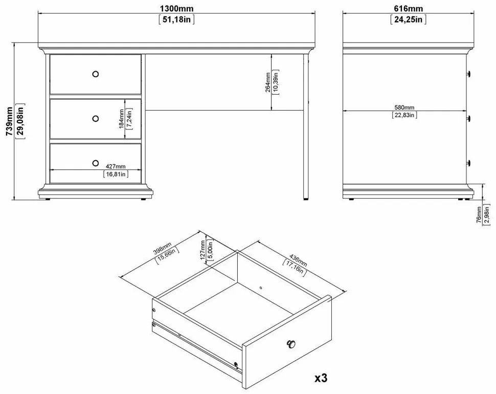 Tvilum Psací stůl Provence 821 šedá