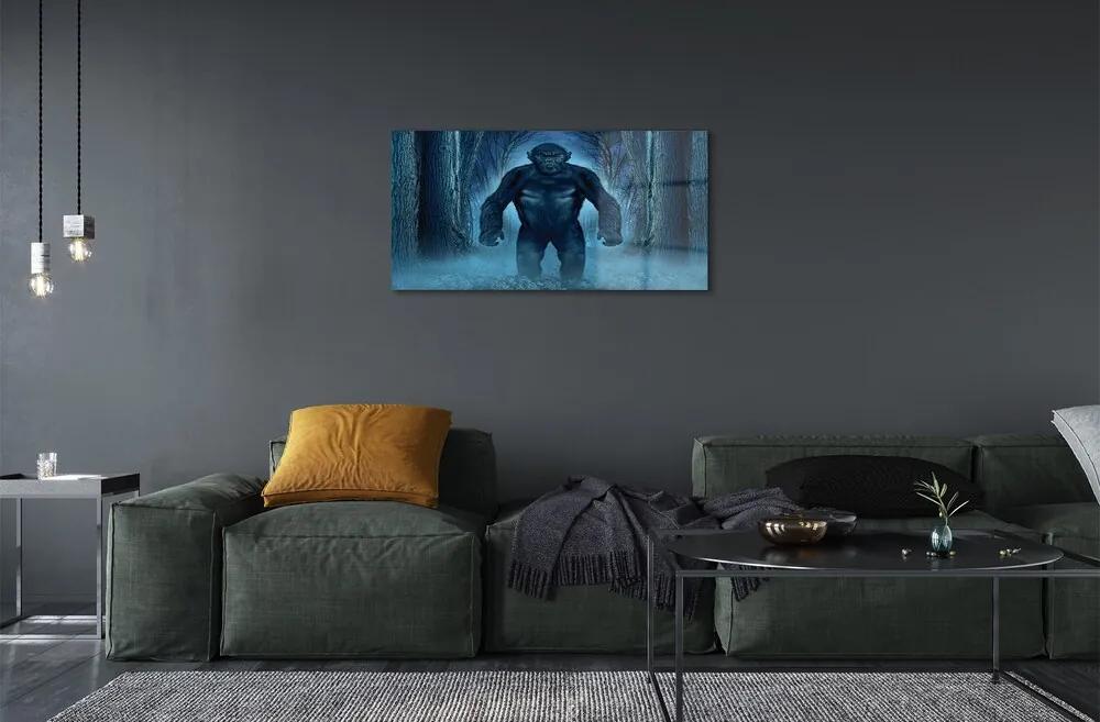 Obraz na skle Gorila lesní stromy 125x50 cm