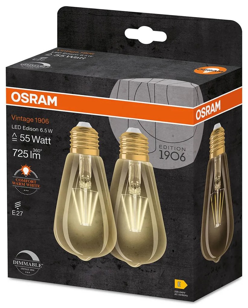 OSRAM Vintage 1906 LED rustikální E27 6,5W dim 2ks