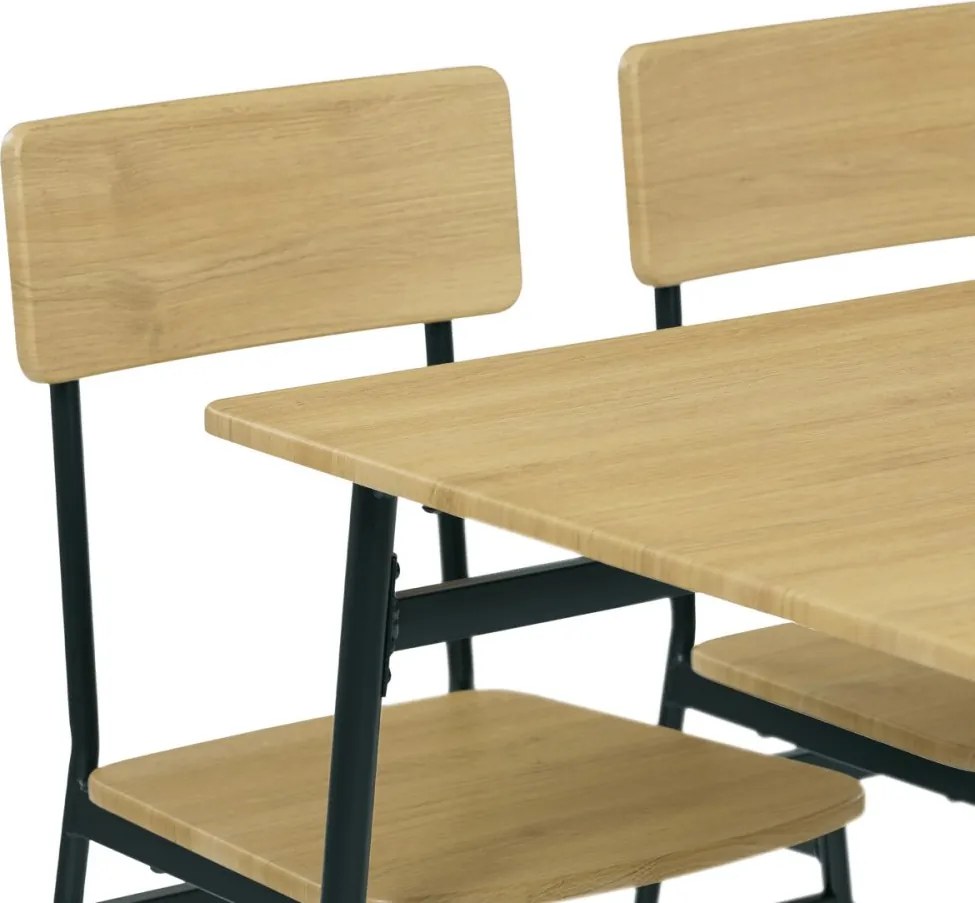 Set jídelní (1+4), MDF dekor divoký dub, černý kov (110 x 70) cm bílá