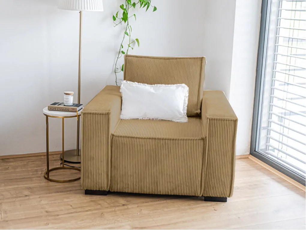 Křeslo s taburetem SMART SET, hořčicová