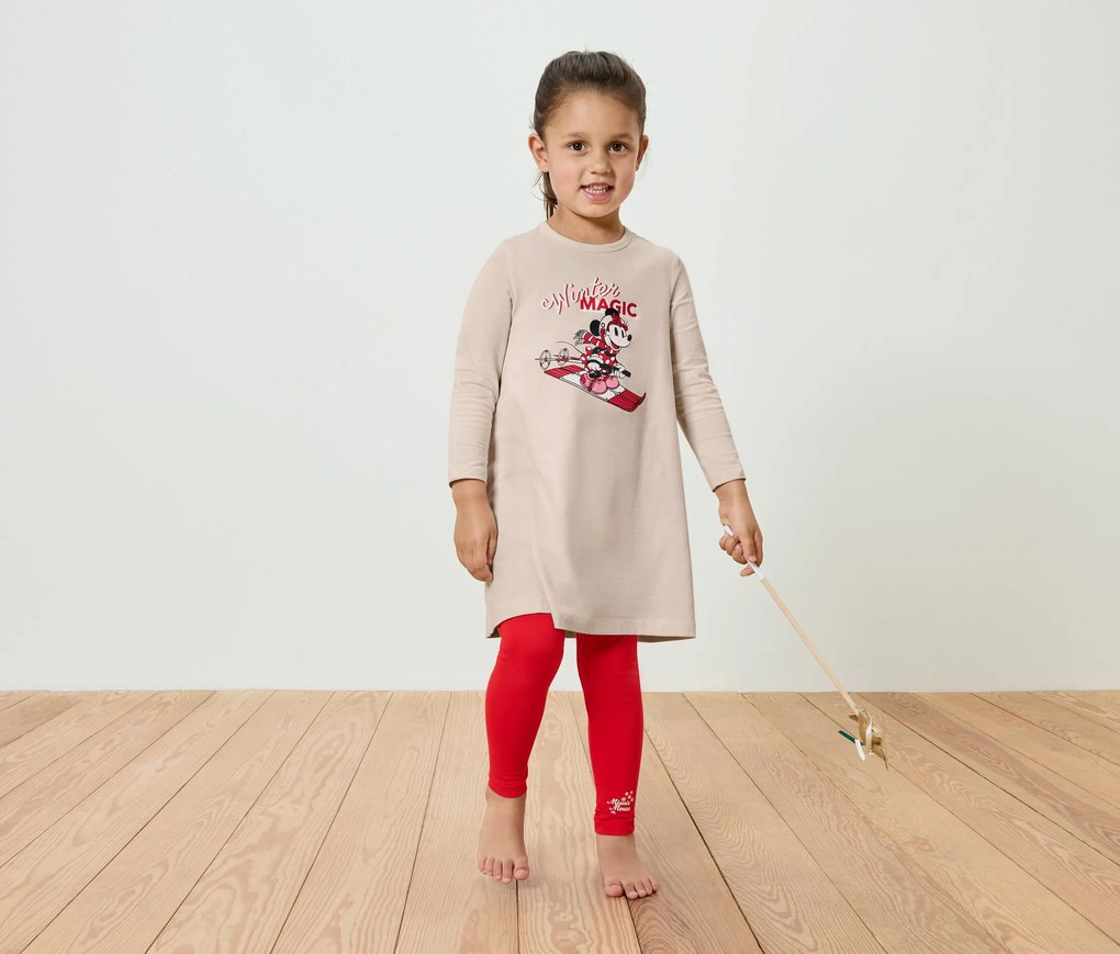 Tchibo - Dětská noční košile s legínami »Mickey and Friends« - pro dívky - vel. 122/128 - barva: béžová