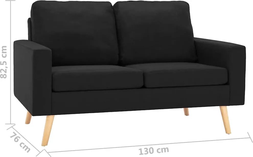 2místná pohovka černá textil 288712