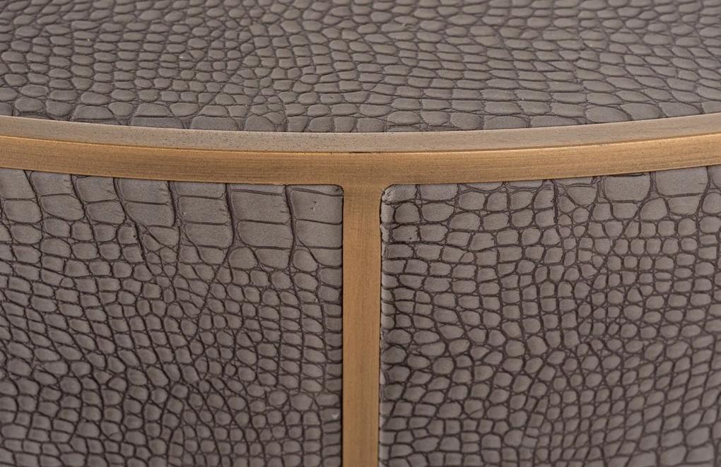 Šedo zlatý koženkový konferenční stolek Richmond Classio 100 cm