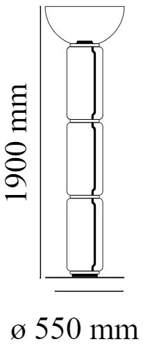 Flos Noctambule F3 High Cylinders Bowl Big Base, stojací lampa ze skla se stmívačem, 4x9W + 1x18W LED 2700K, výška 190cm