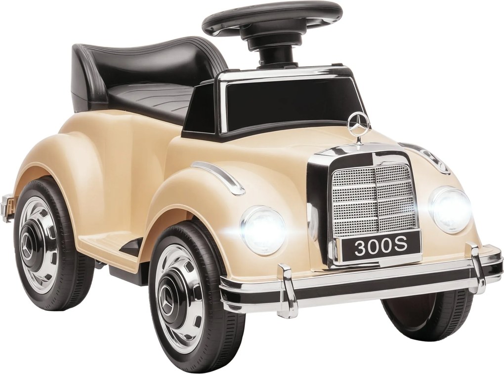 HOMCOM Elektrické auto pro děti, Dětské auto Mercedes-Benz 6V s hudbou, 18-48 měsíců, Béžové | Aosom