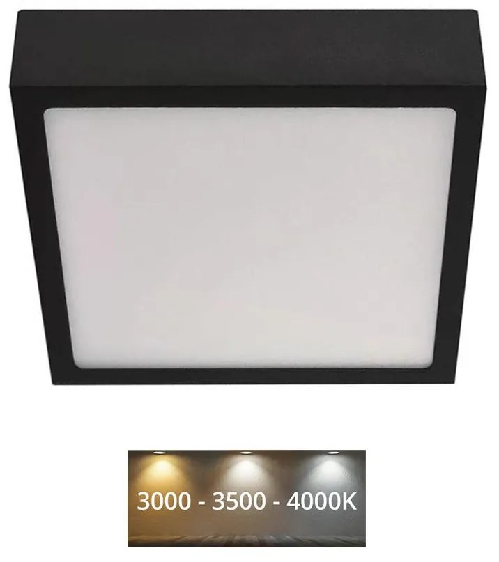 EMOS LED Stropní svítidlo LED/12,5W/230V 3000/3500/4000K 17x17 cm černá EMS968
