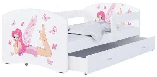 Dětská postel LUKI se šuplíkem BÍLÁ 160x80 vzor VÍLA