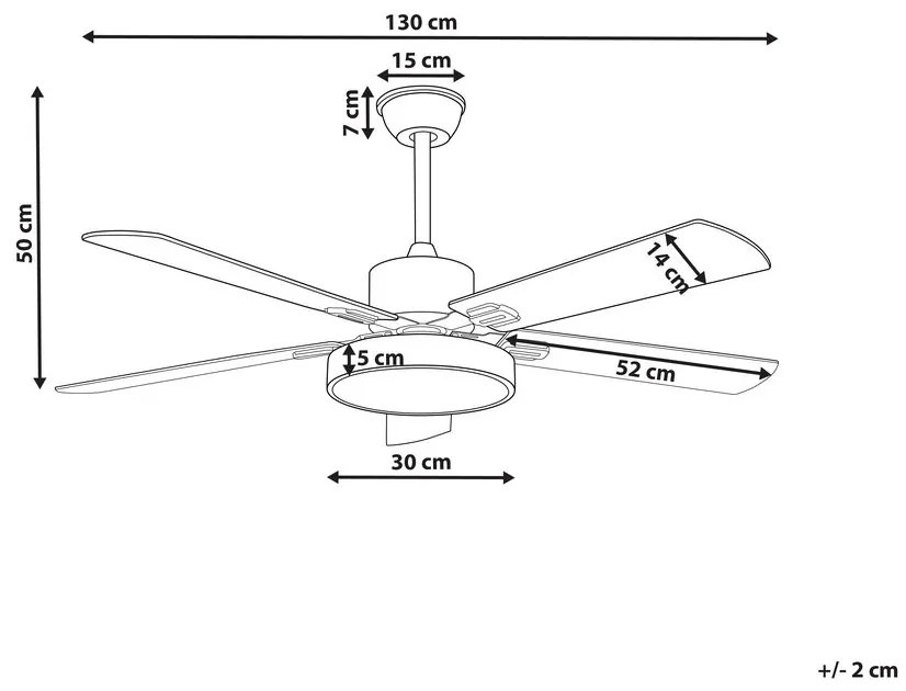 Stropní ventilátor se světlem zelený/světlé dřevo HOBBLE Beliani