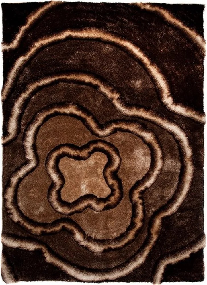 Luxusní kusový koberec viskóza 3D hnědý 2, Velikosti 80x150cm